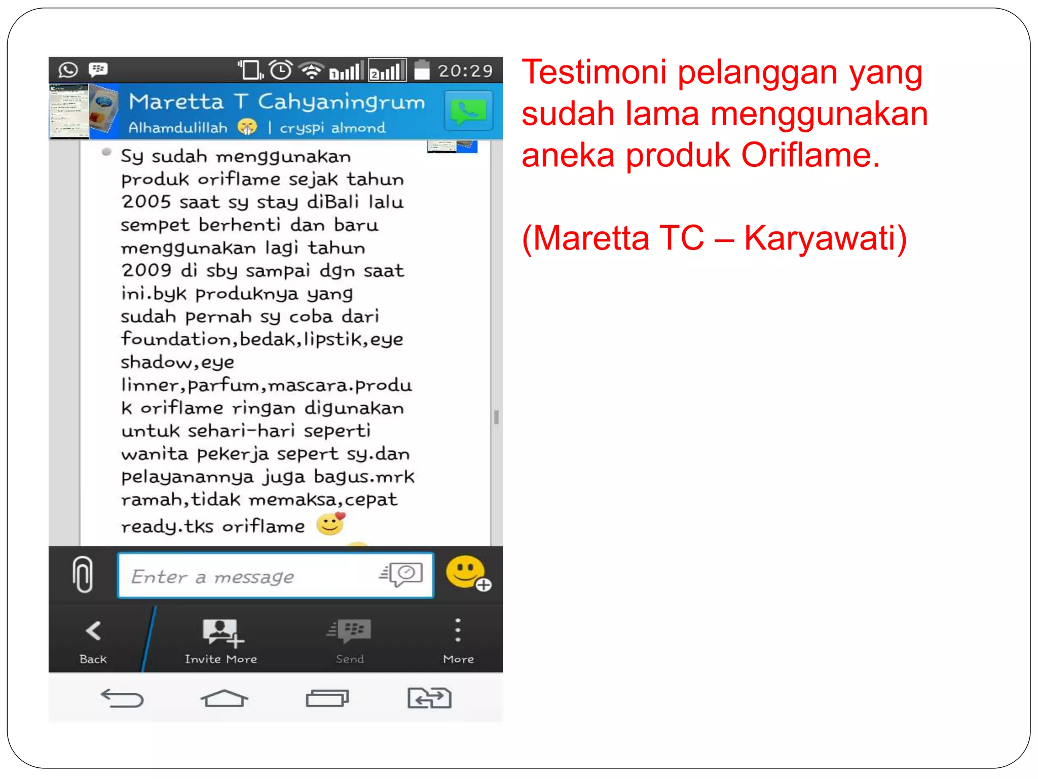 Testimoni pemakaian produk oriflame | PPTX