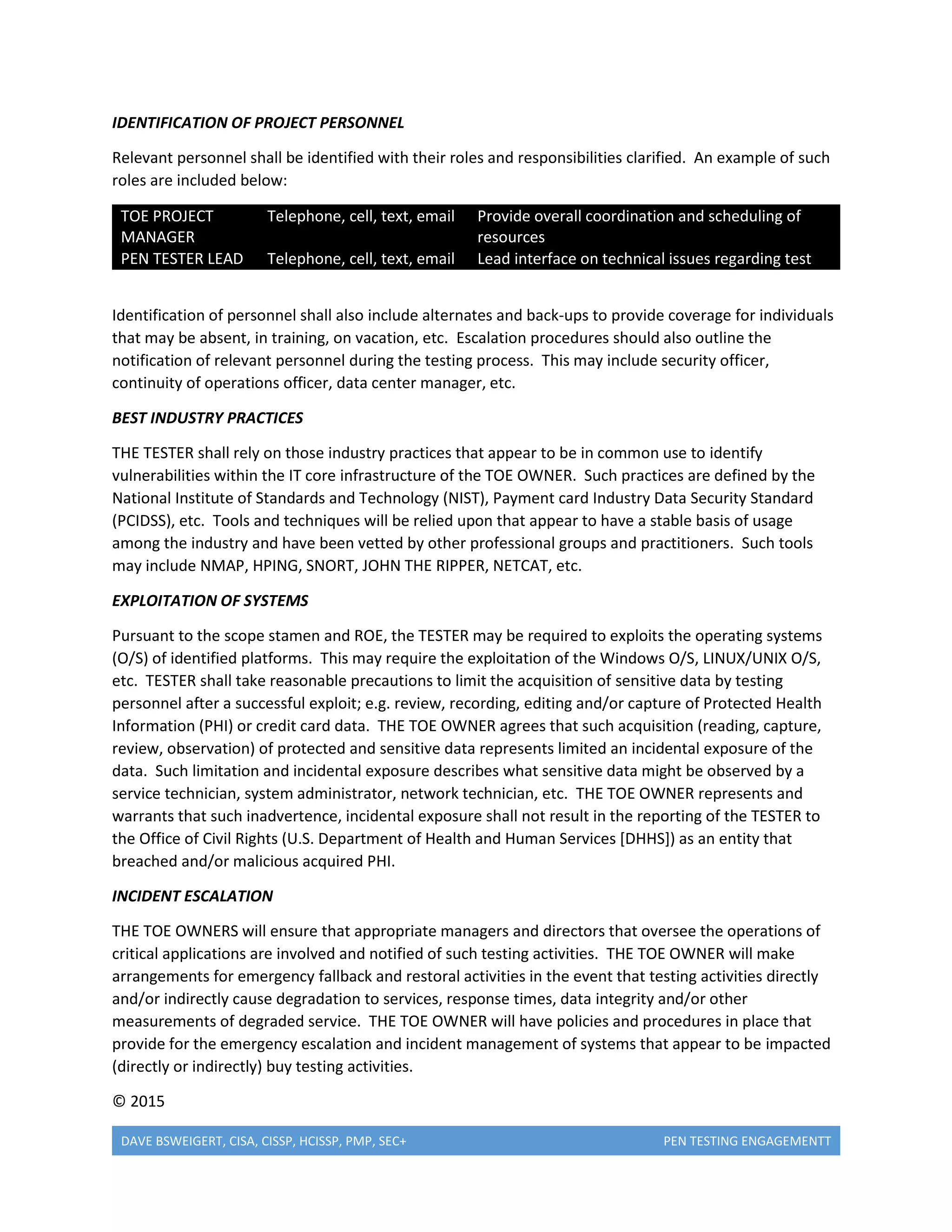 Sample penetration testing agreement for core infrastructure | PDF