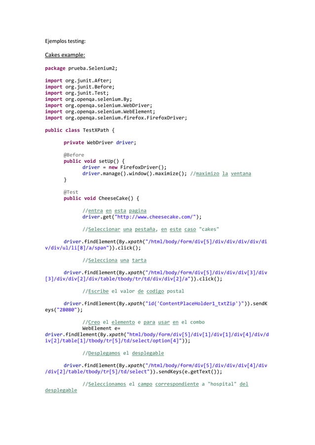 Testing & selenium - examples | PDF