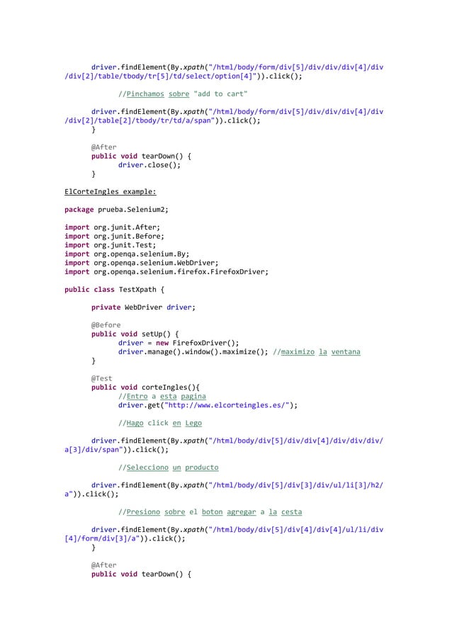 Testing & selenium - examples | DOCX