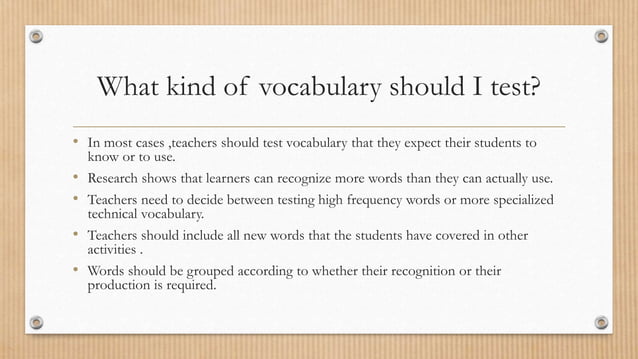 TESTING-VOCABULARY-KNOWLEDGE........pptx | Standardized Testing ...