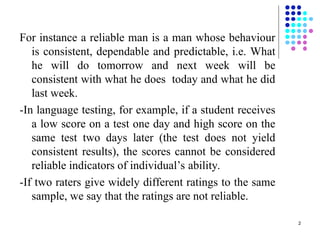 Reliability and validity issues in language | PPT