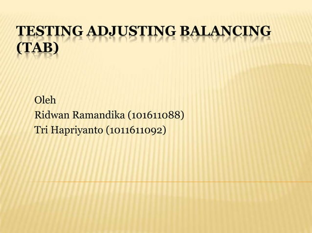 Testing, Adjusting, Balancing | PPTX