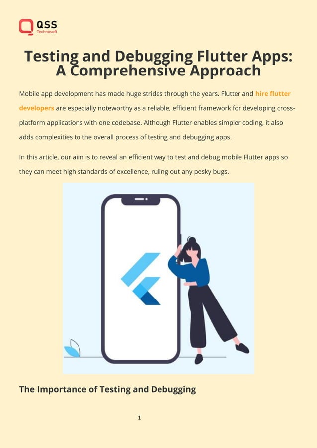 Testing And Debugging Flutter Apps A Comprehensive Approach Pdf
