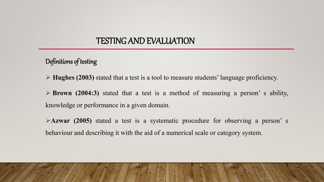 Testing and evaluation | PPT