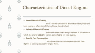 Testing and performance characteristics of diesel engine | PPTX