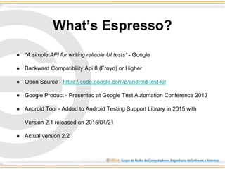 Testing android apps with espresso | PPTX