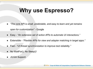 Testing android apps with espresso | PPTX