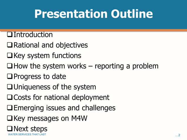 Testing and scaling up of mobile for water | PPT Testing and scaling up of mobile for water | PPT