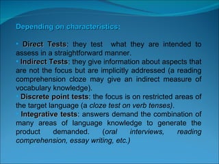 Testing and Test Construction (Evaluation ILE) | PPT