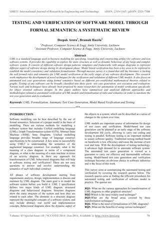 Testing and verification of software model through formal semantics a ...