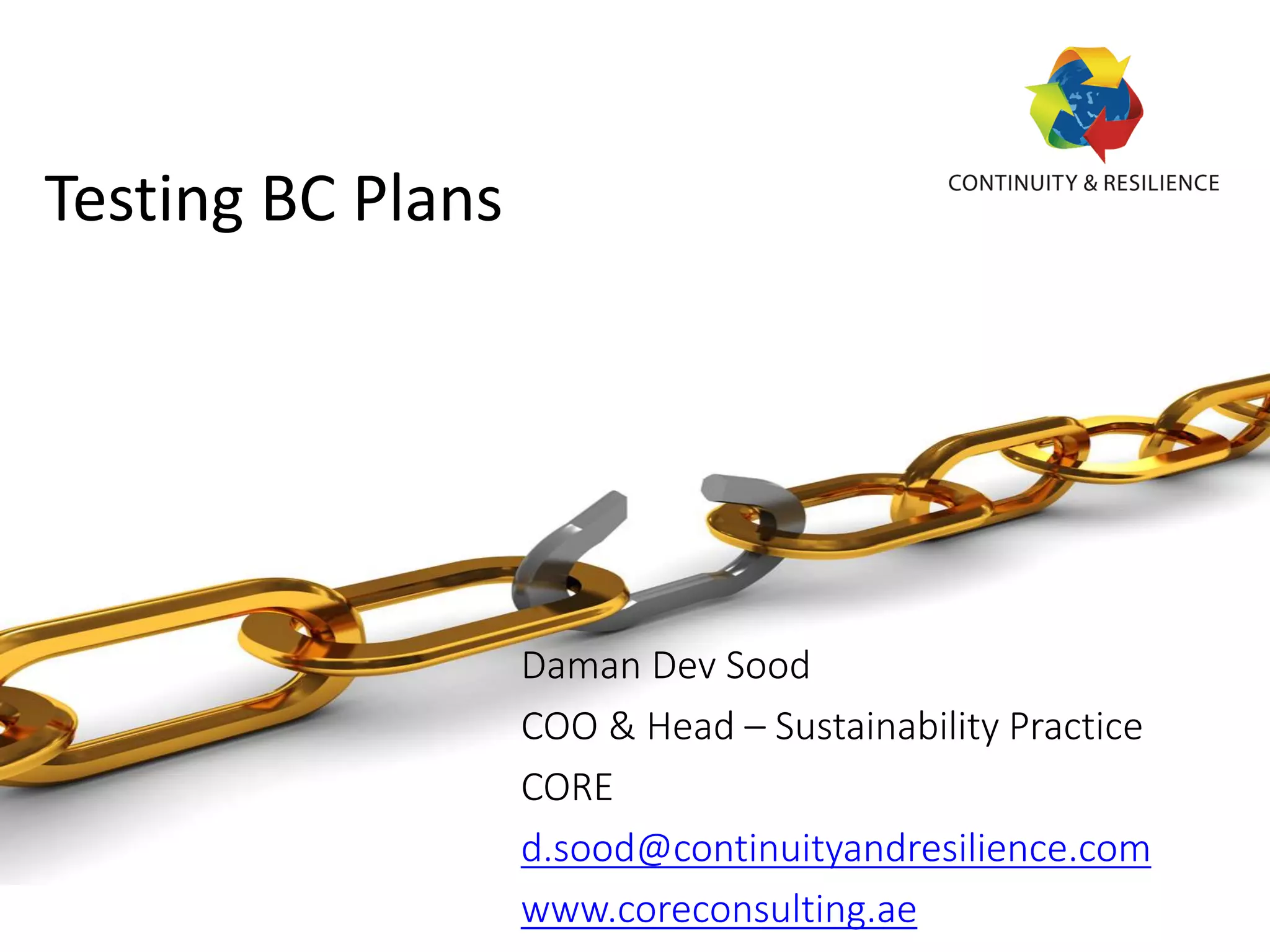 Testing BC Plans | PPT