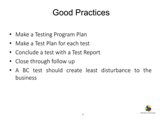 Testing BC Plans | PDF
