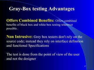 Testing, black ,white and gray box testing | PPT