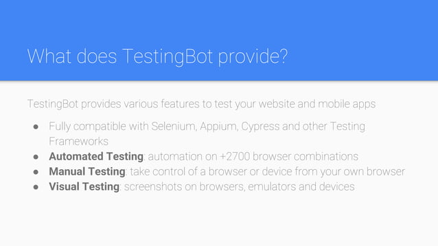 TestingBot - Continuous Testing Cloud | PPT