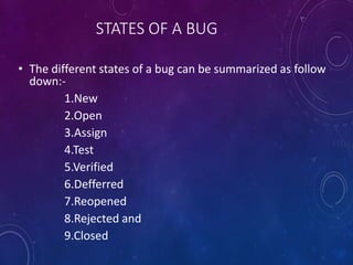 Presentation On Software Testing Bug Life Cycle | PPT