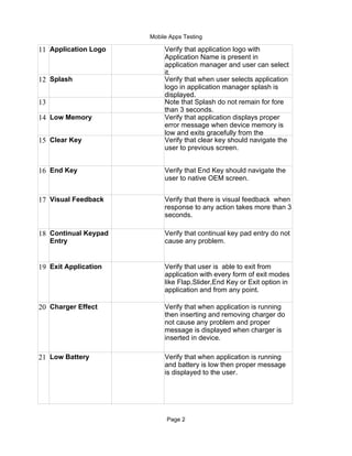 Testing Checklist for Mobile Applications-By Anurag Khode | PDF