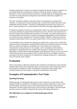 Testing communicative competence | DOCX | Standardized Testing ...