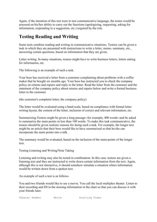 Testing communicative competence | DOCX | Standardized Testing ...