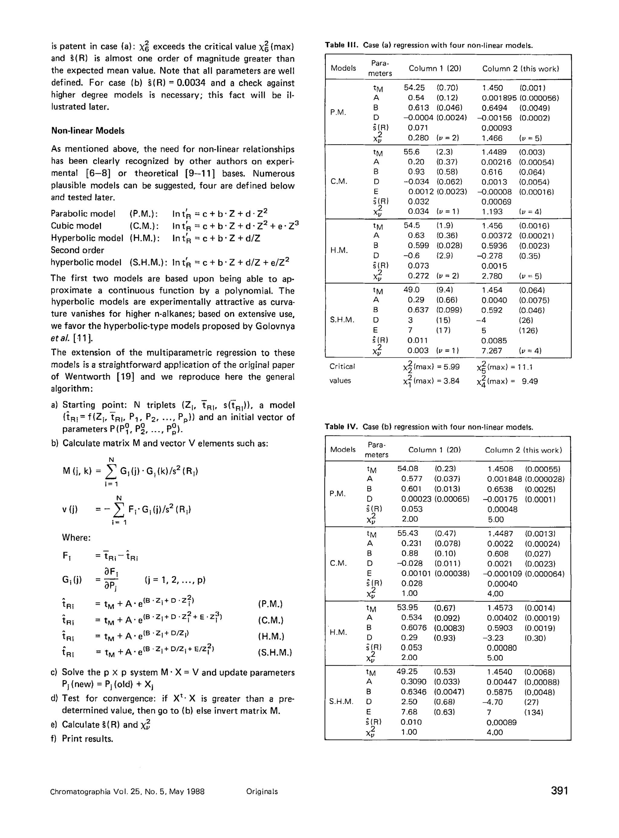 Testing For Linearity In Retention Time Carbon Number Plots For N