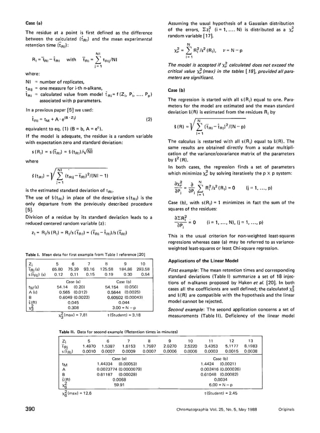 Testing For Linearity In Retention Time Carbon Number Plots For N