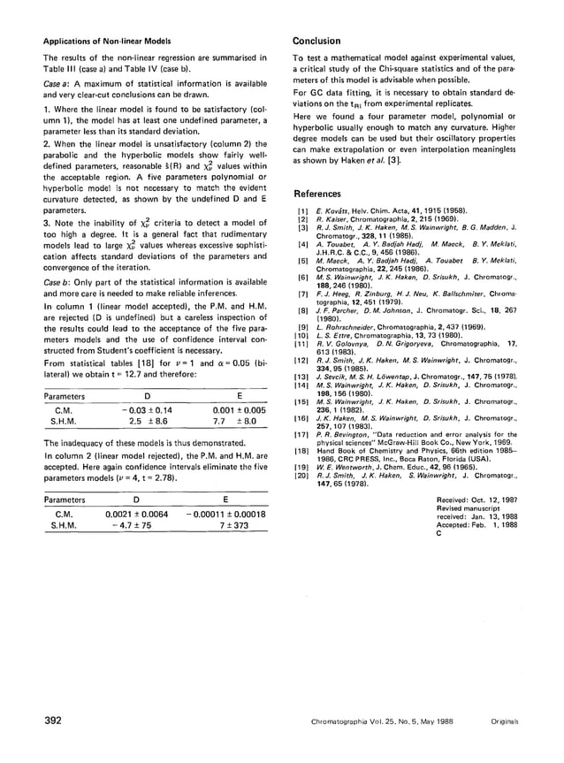 Testing For Linearity In Retention Time Carbon Number Plots For N