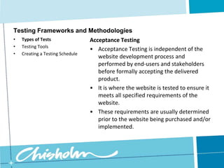 Testing Frameworks And Methodologies | PPTX