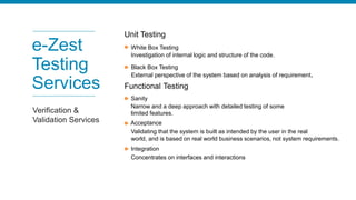 e-Zest Solutions Inc. - Testing (Healthcare Domain) Competency | PPT