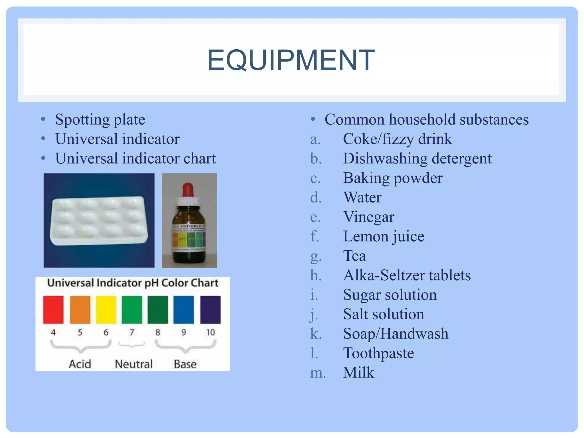 Testing household substances with universal indicator | PPTX