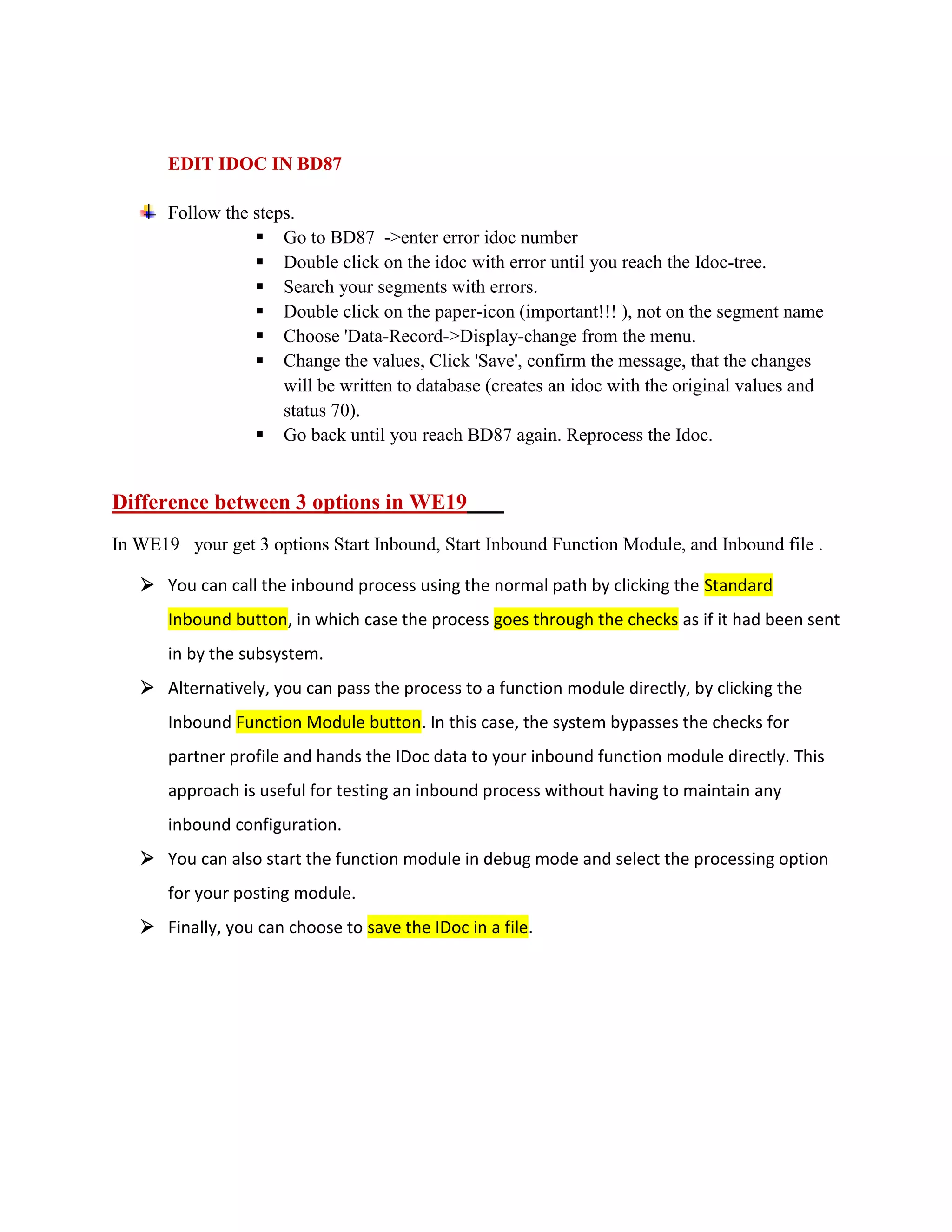 Edit Idoc Reprocess And Test Idoc Docx Databases Computer Software And Applications