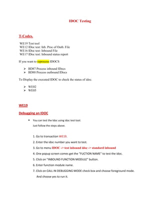 Edit idoc , reprocess and test idoc | DOCX