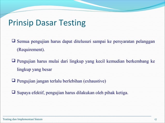 Testing&implementasi 1 pendahuluan | PPT