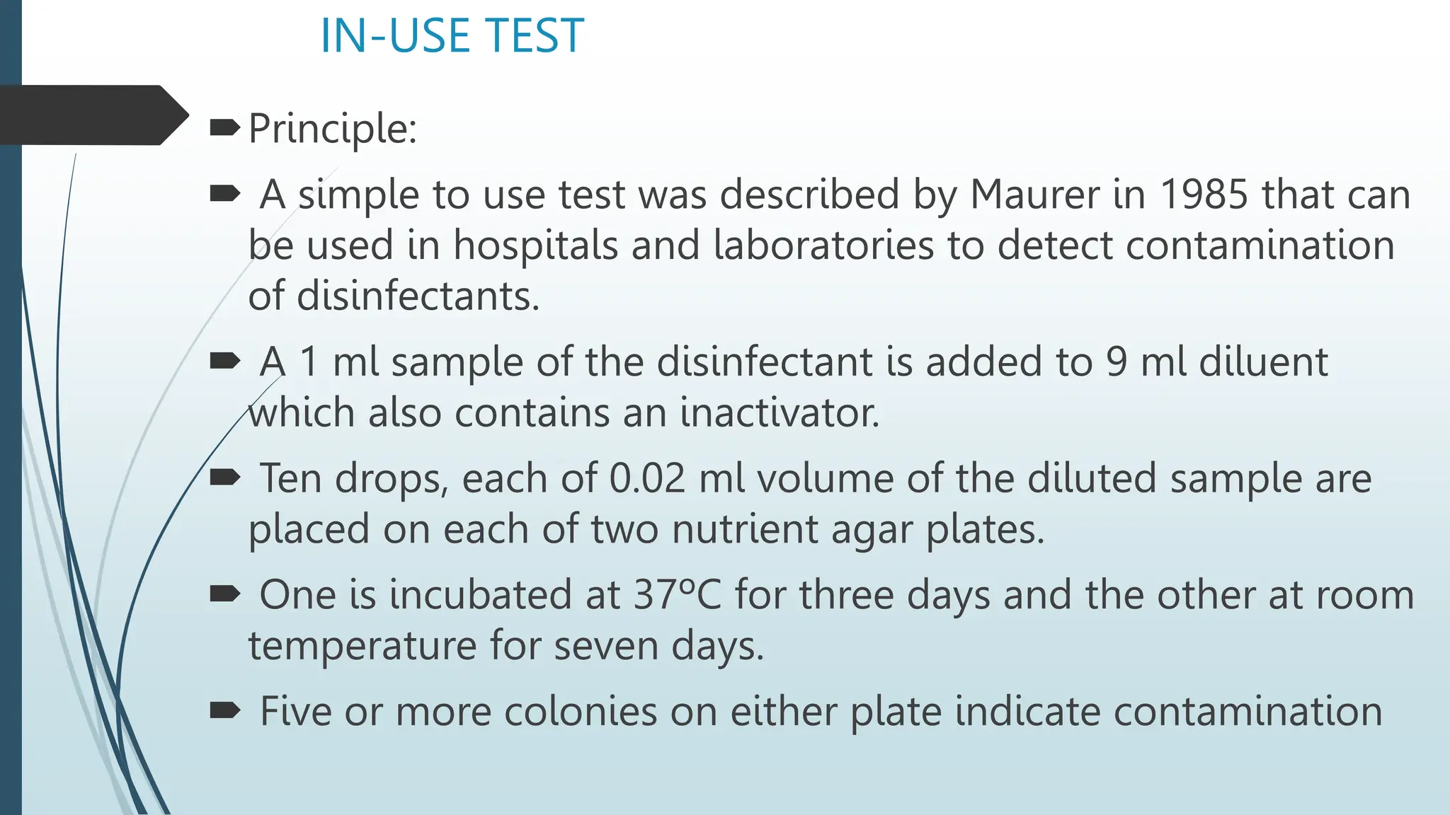 TESTING OF DISINFECTANT CLASSES OF DISINFECTANTS METHOD FOR TESTING ...