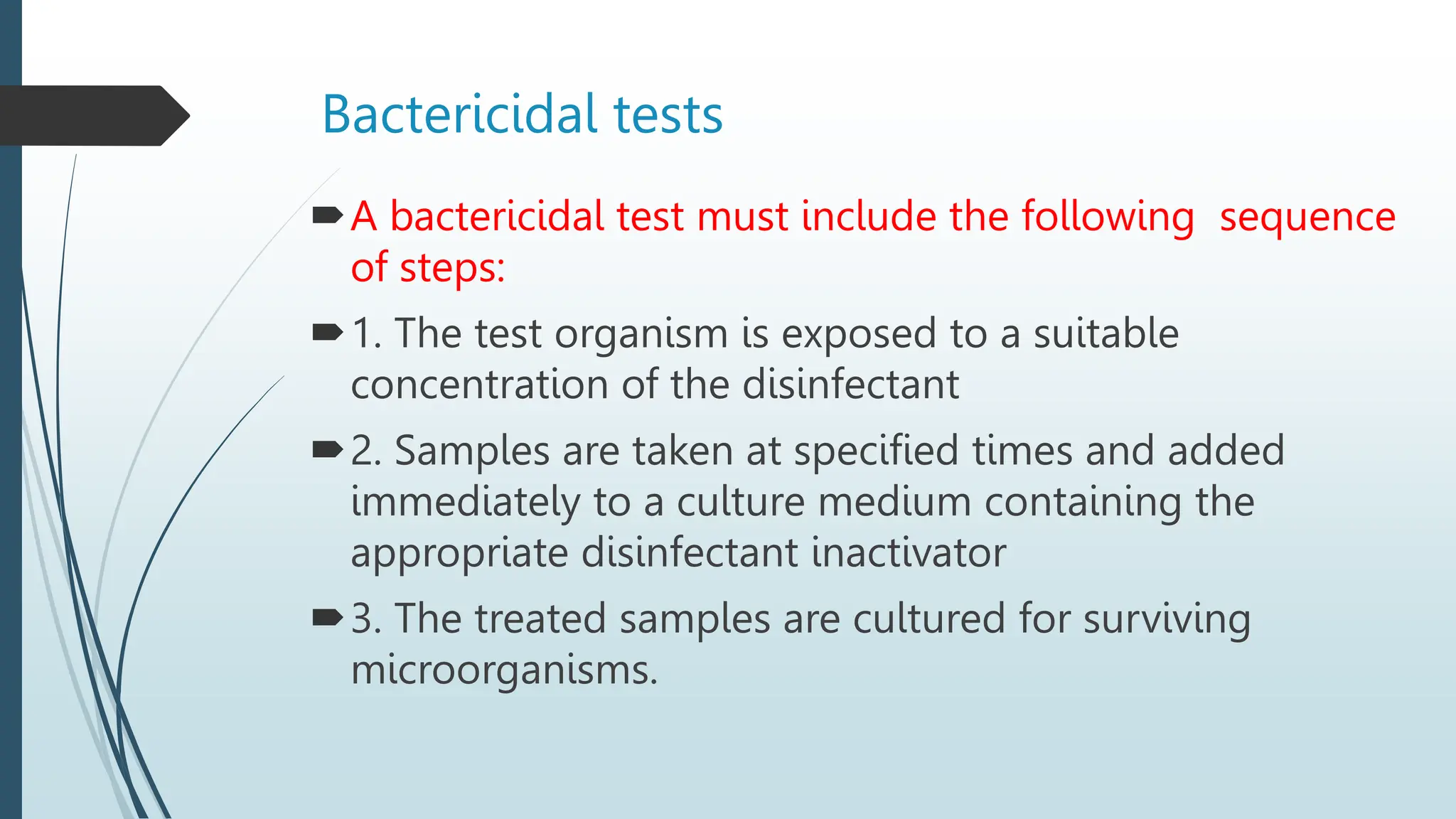 TESTING OF DISINFECTANT CLASSES OF DISINFECTANTS METHOD FOR TESTING ...