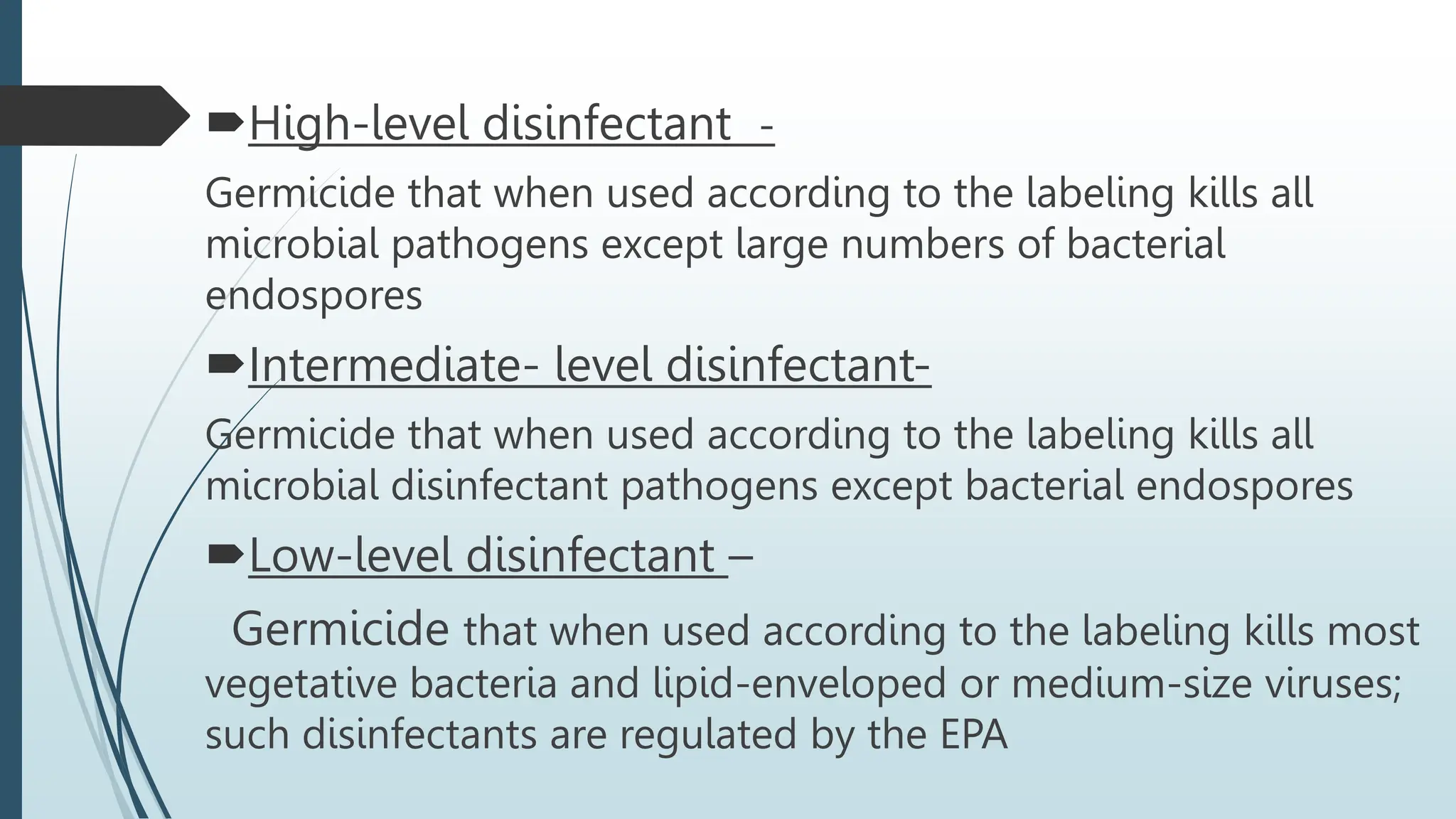 TESTING OF DISINFECTANT CLASSES OF DISINFECTANTS METHOD FOR TESTING ...