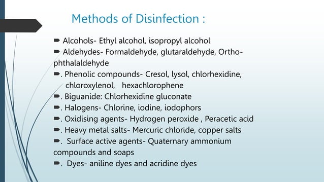 TESTING OF DISINFECTANT CLASSES OF DISINFECTANTS METHOD FOR TESTING ...