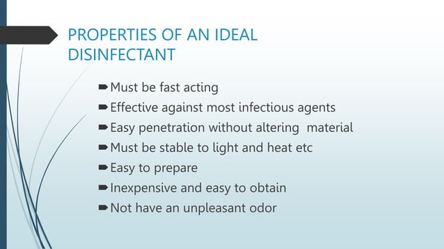 TESTING OF DISINFECTANT CLASSES OF DISINFECTANTS METHOD FOR TESTING ...