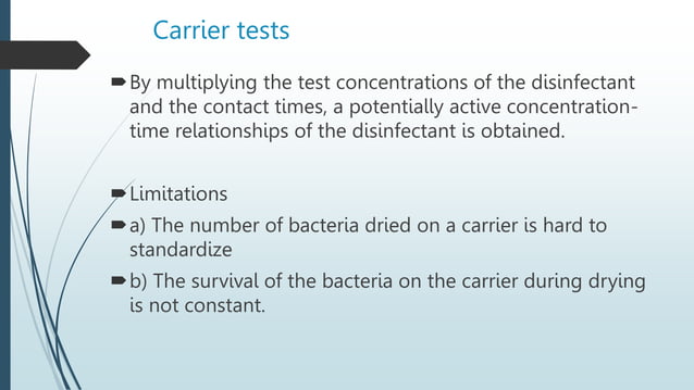 TESTING OF DISINFECTANT CLASSES OF DISINFECTANTS METHOD FOR TESTING ...