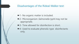 TESTING OF DISINFECTANT CLASSES OF DISINFECTANTS METHOD FOR TESTING ...