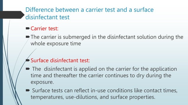 TESTING OF DISINFECTANT CLASSES OF DISINFECTANTS METHOD FOR TESTING ...