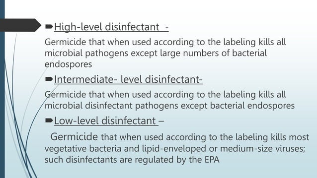 TESTING OF DISINFECTANT CLASSES OF DISINFECTANTS METHOD FOR TESTING ...