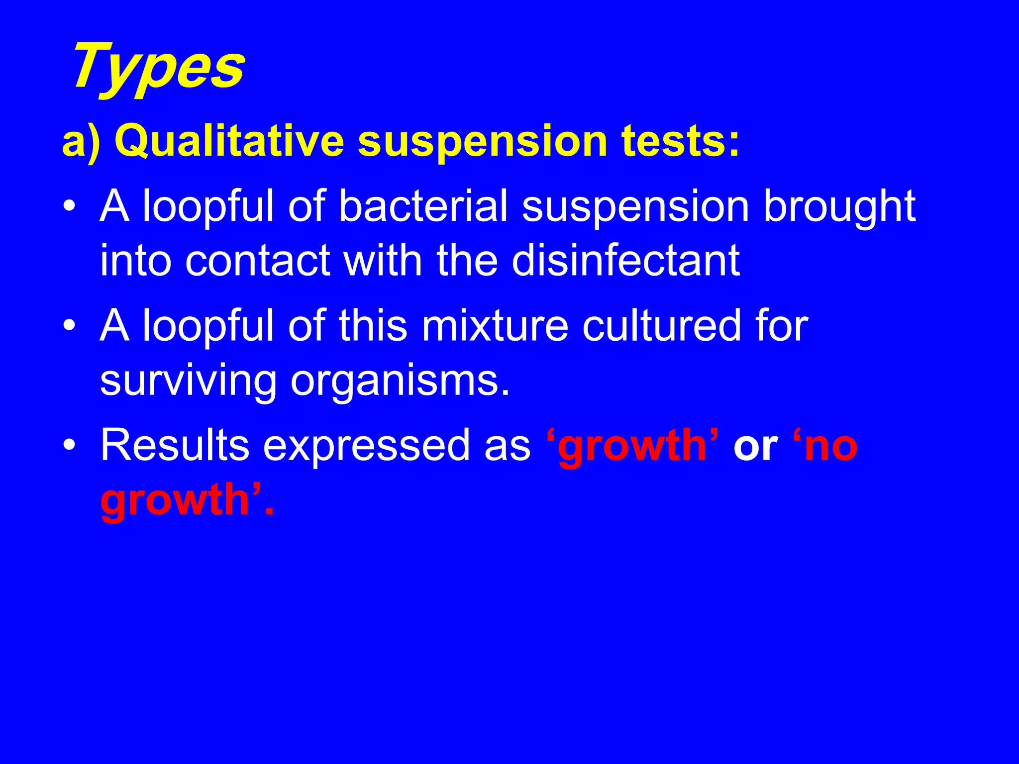 Testing of disinfectants | PDF