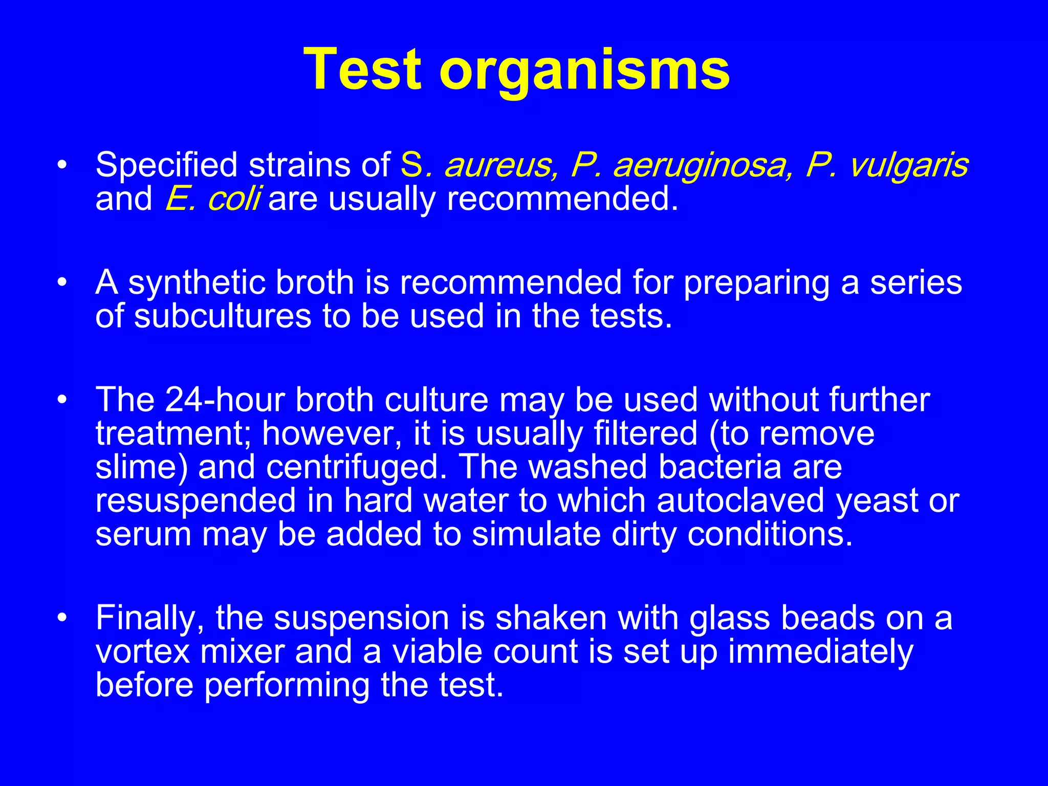 Testing of disinfectants | PDF