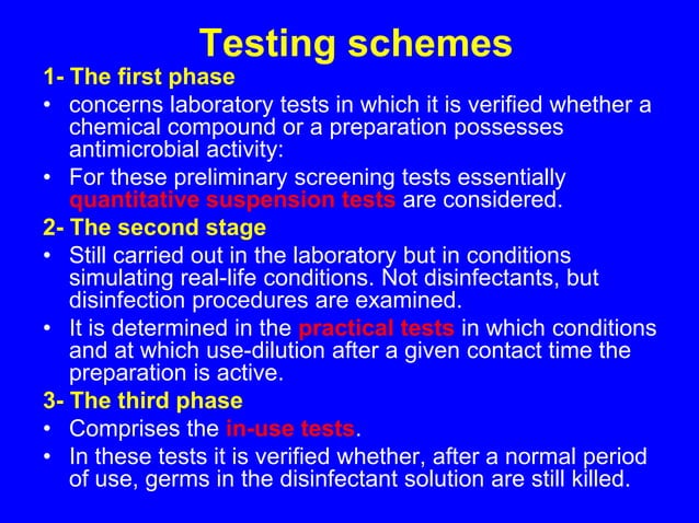 Testing of disinfectants | PDF