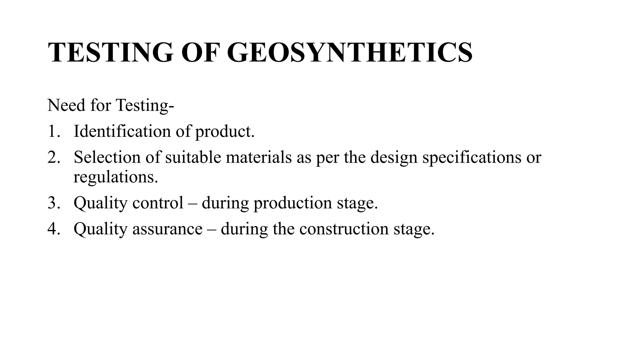Testing of Geosynthetics used in Reinforced Earth | PPTX