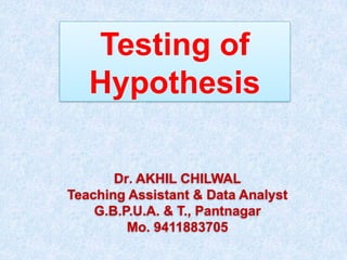 Testing of Hypothesis.pptx. Hypothesis types | PPTX