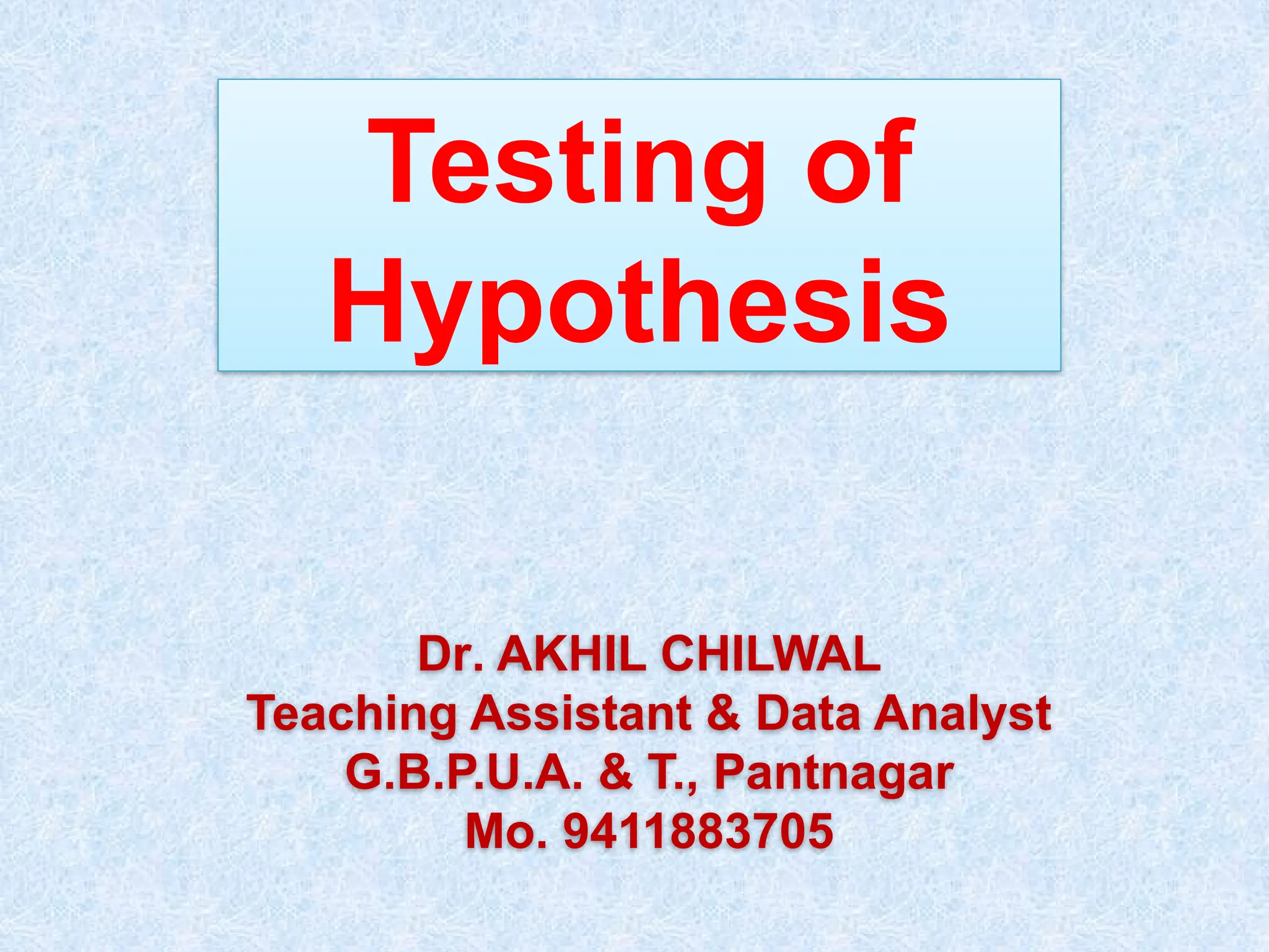 Testing Of Hypothesis 2 Pptx Data Analysis Ppt