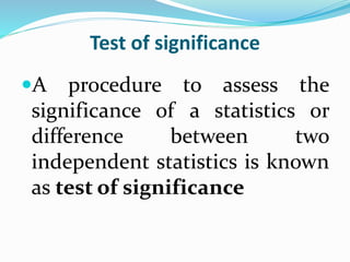 Testing of hypothesis and tests of significance | PPTX