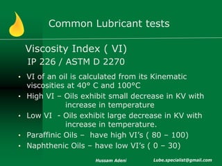Testing Of Lubes And Its Significance Nov 2011 | PDF