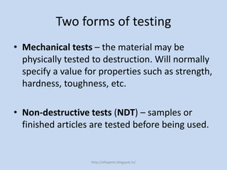 Testing of materials | PPT